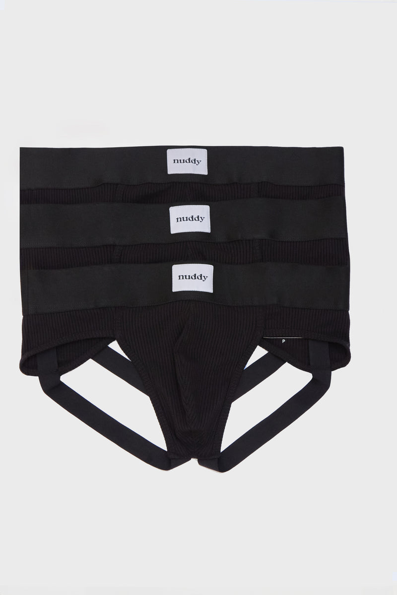 Kit 3 Jockstraps Pretas - Nuddy Studio